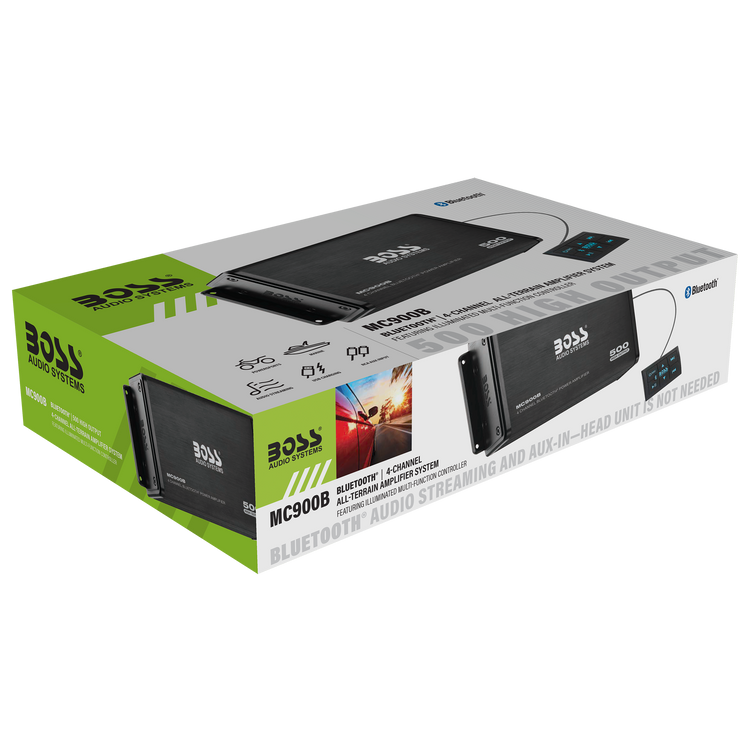 BOSS Audio Systems MC900B 4 Channel Class A/B Amplifier For ATV UTV Car Marine - 500 High Output ...