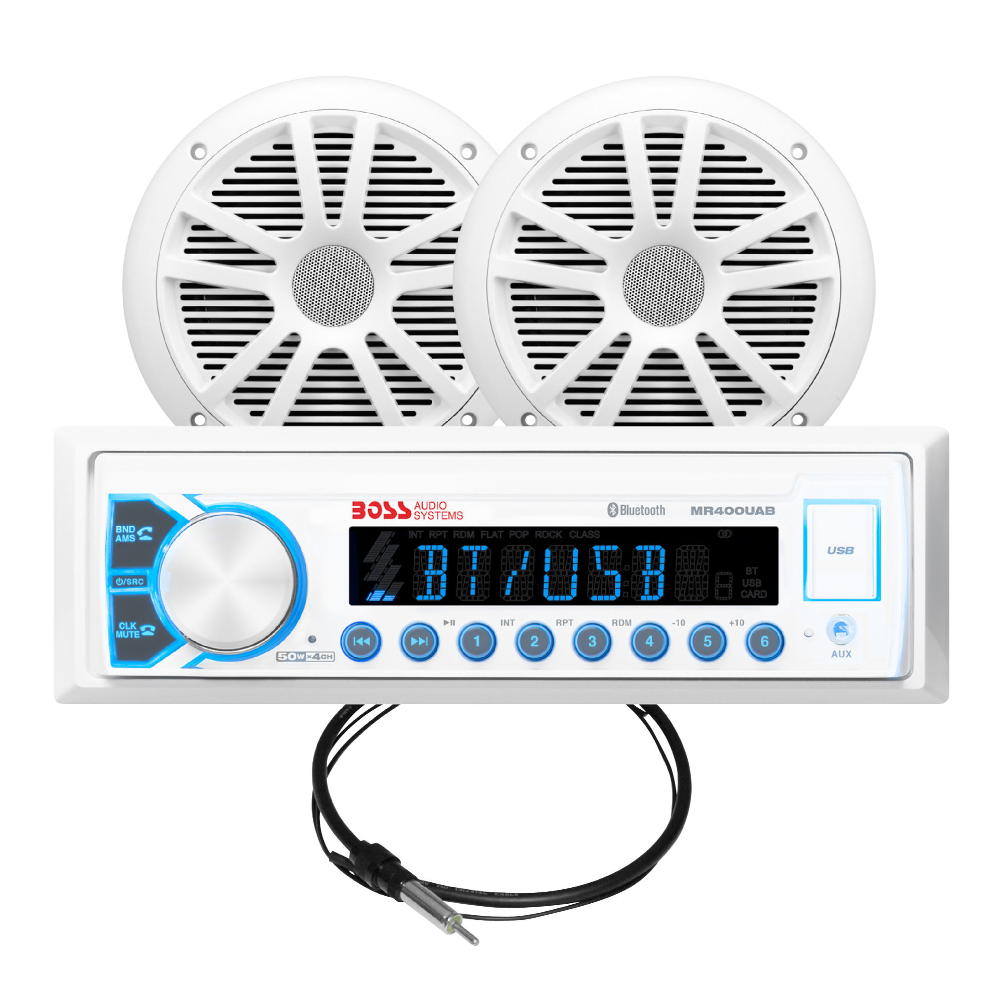 BOSS Audio Systems MCK400WB.6 Marine Boat Stereo Sound System Speaker ...