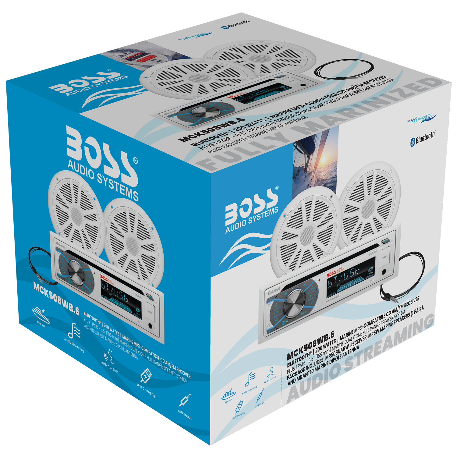 BOSS Audio Systems MCK508WB.6 Marine Boat Stereo & 6.5 Inch Speakers ...