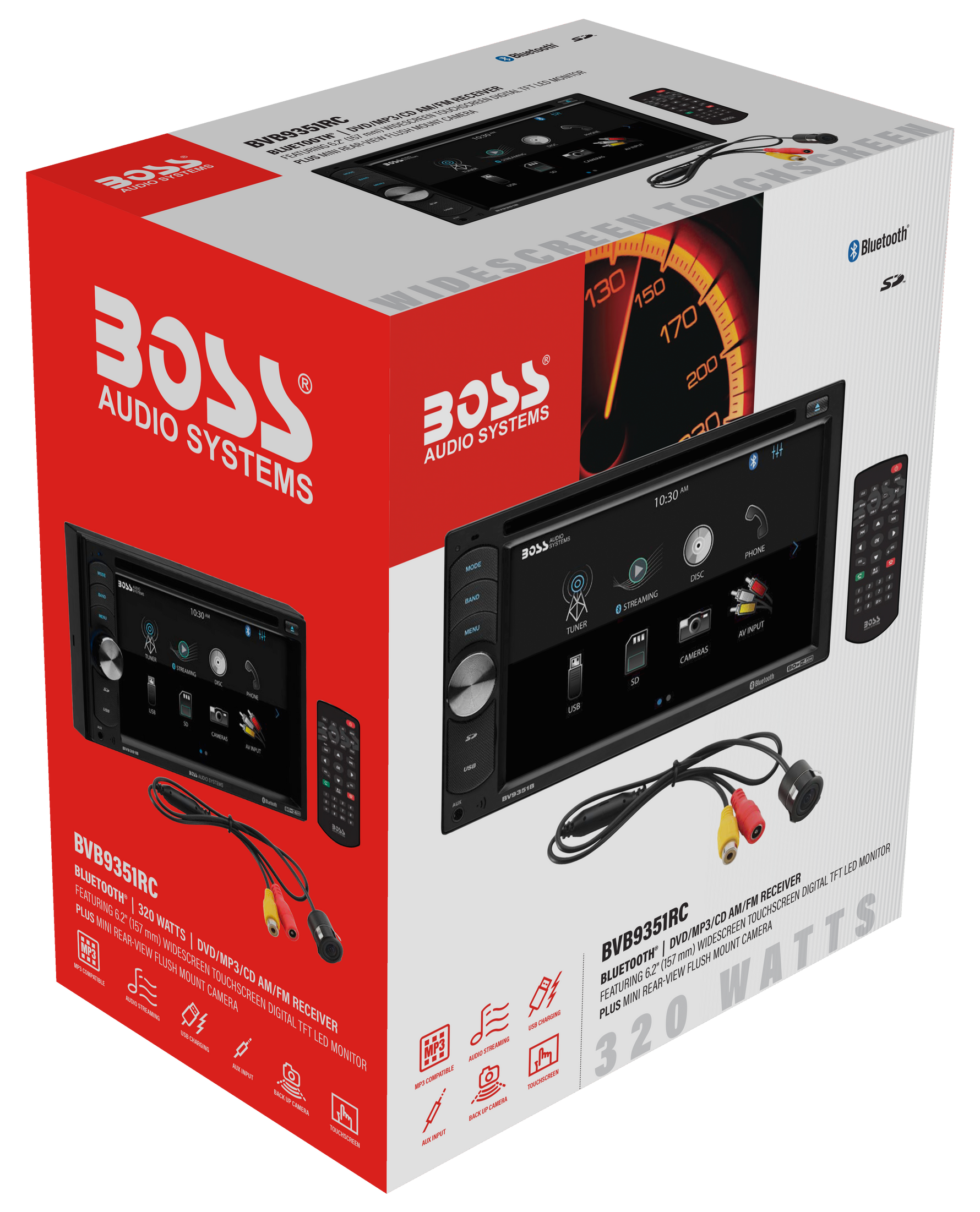 BOSS Audio Systems 850BRGB Car Stereo - Double Din, Bluetooth, Aux In, USB, CD DVD Player, AM/FM ...