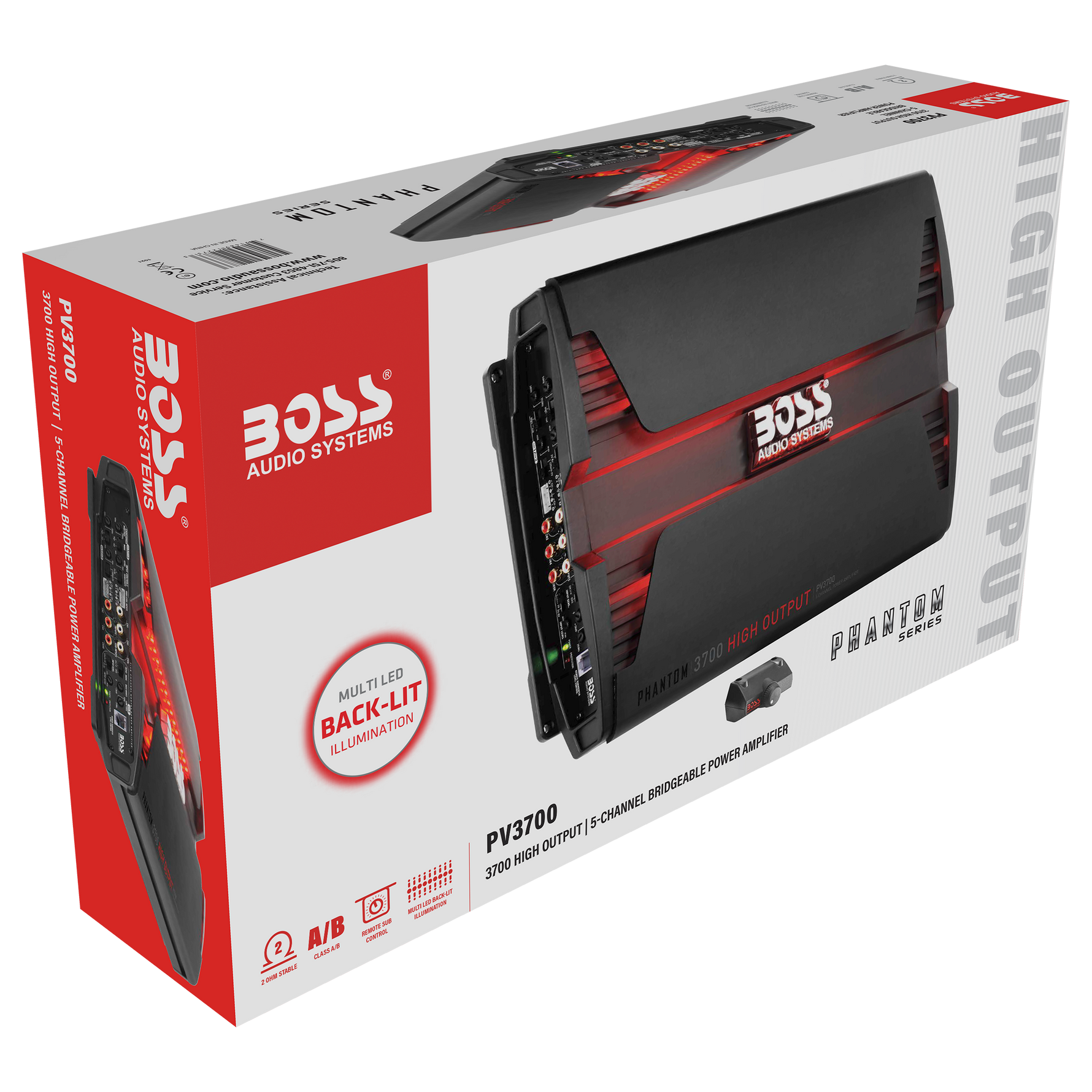 BOSS Audio Systems PV3700 Phantom Series 5 Channel Class A/B Car Amplifier – 3700 High Output, 2 ...