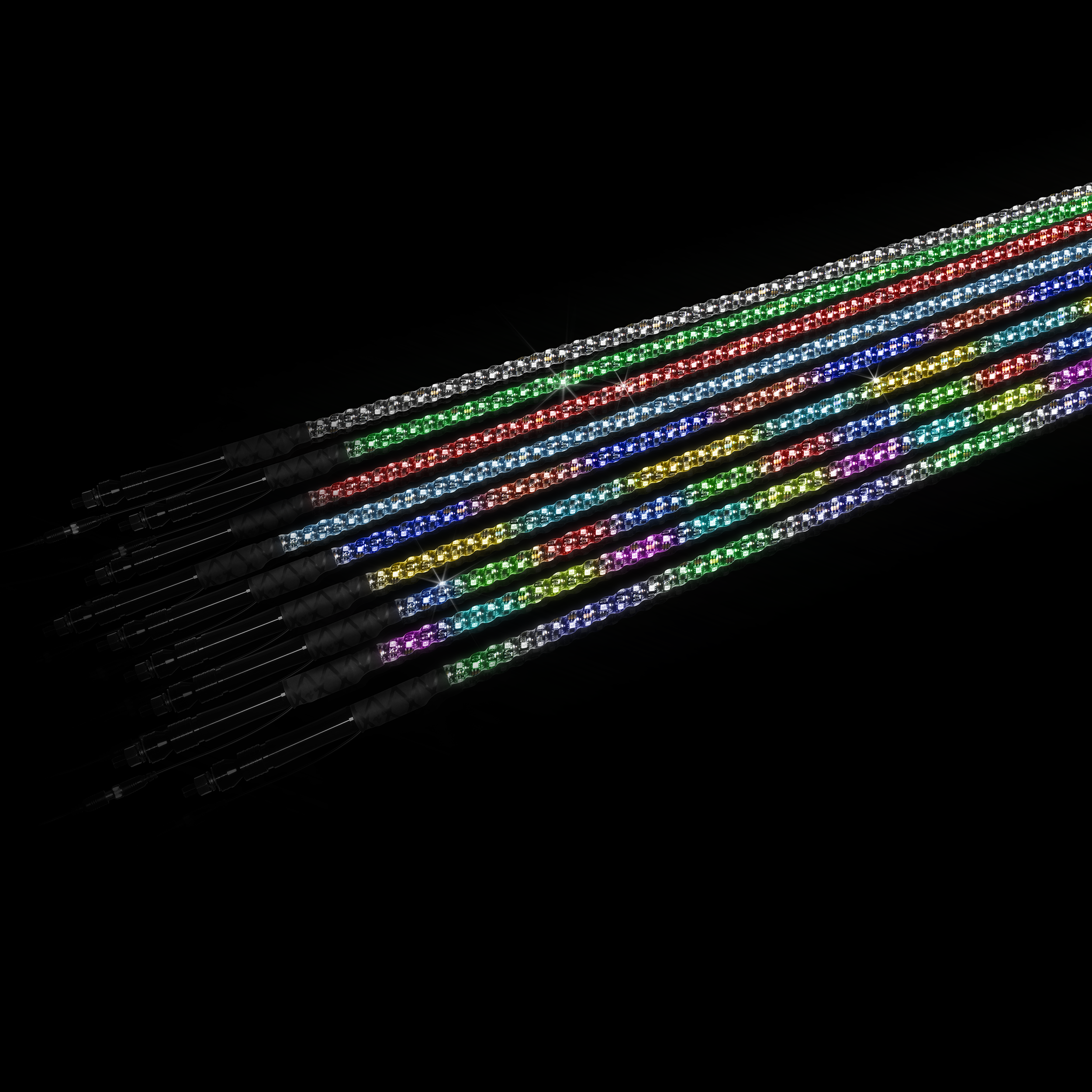 BOSS Audio Systems XP4 ATV Chasing LED Whip - 48-inch, 360-degree RGB ...