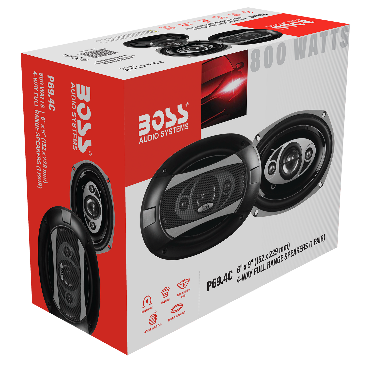 BOSS Audio Systems P69.4C Phantom Series 6 x 9 Inch Car Door Speakers ...